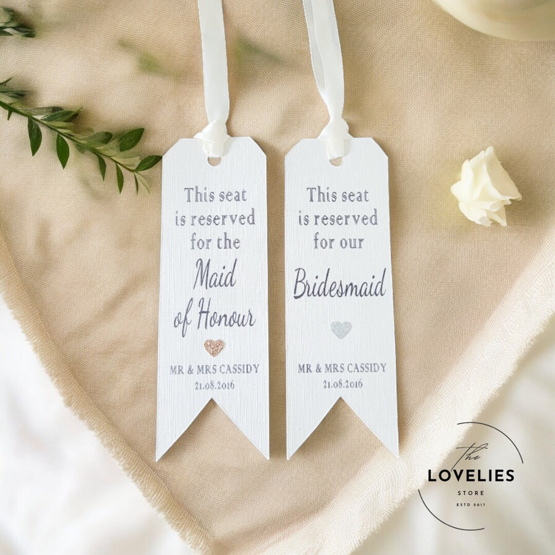 Personalised Wedding Reserved Seating Ceremony Tag & Tent Cards Packs ...