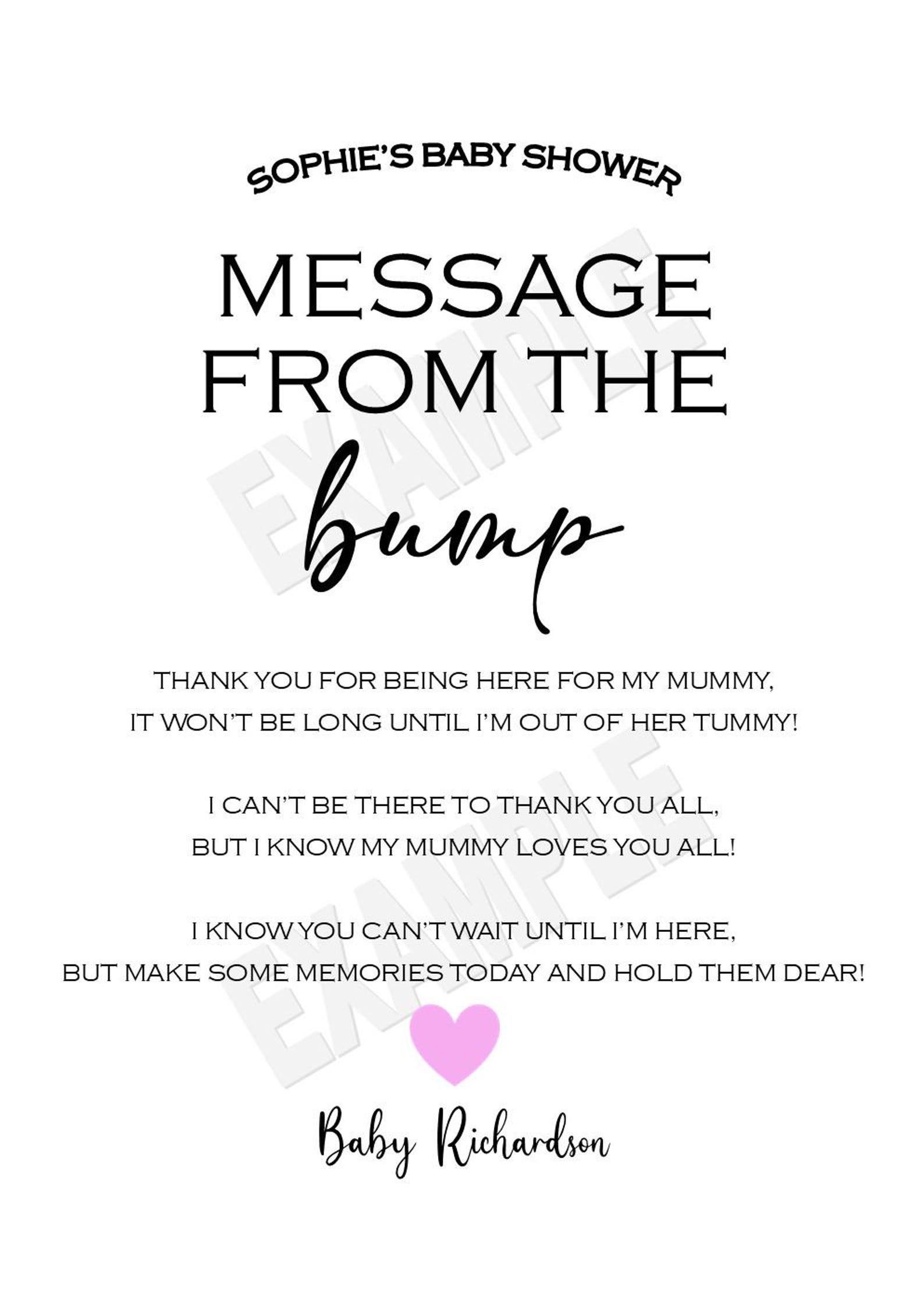 Message From the Bump Sign - Made-to-order DIGITAL DOWNLOAD | Baby ...