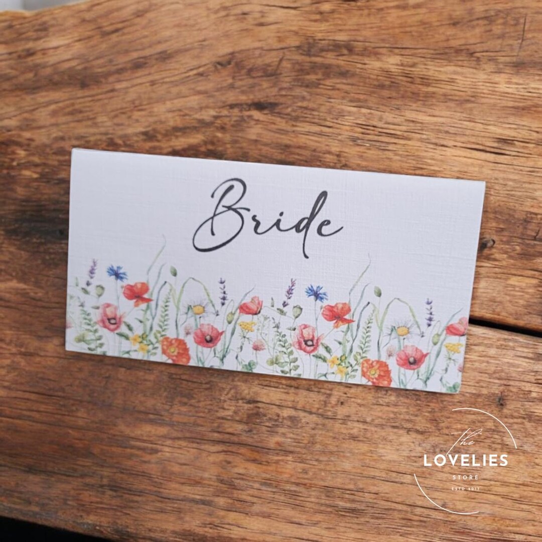 Personalised Wedding Table Name Place Cards | Wildflower Design | Table ...