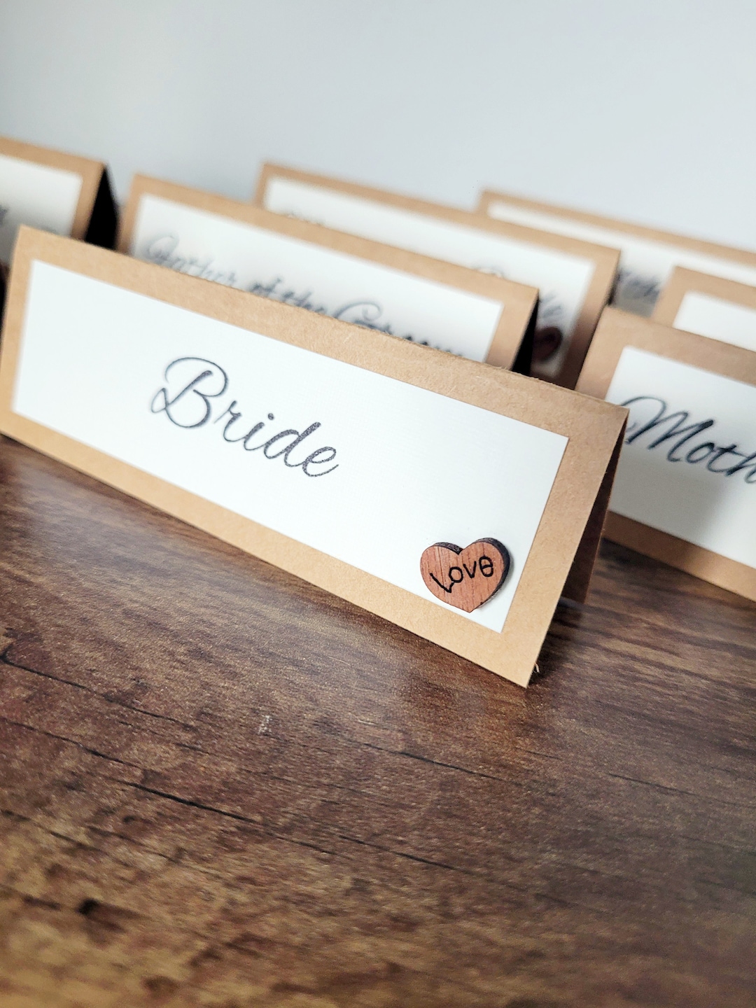Personalised Wedding Table Name Place Cards Rustic Heart - Etsy