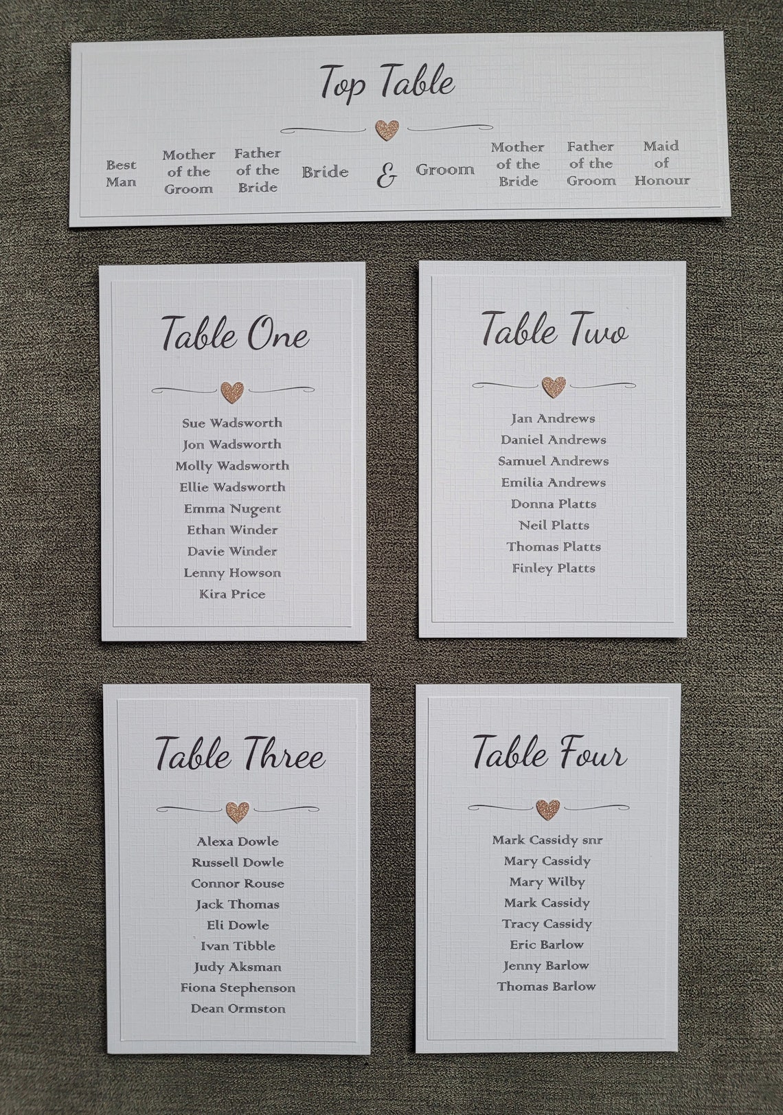 Personalised Wedding Table Plan Cards | Etsy