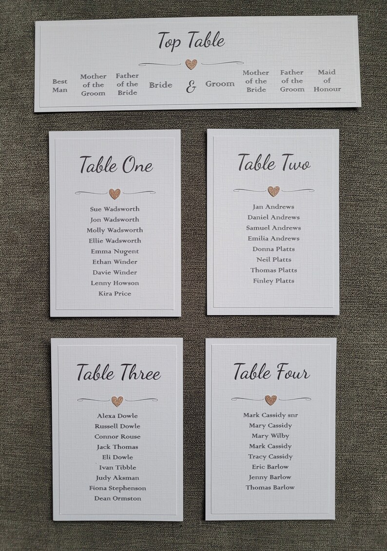 Personalised Wedding Table Plan Cards - Etsy UK