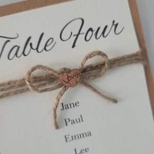 Personalised Wedding Table Plan Cards Rustic Heart Design - Etsy