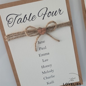Personalised Wedding Table Plan Cards | Rustic Heart Design | Wedding ...