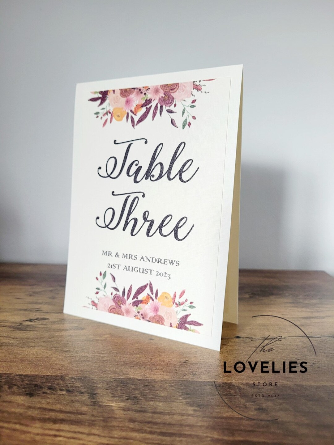 Personalised Wedding Table Number Tent Cards Autumn Design table Name ...