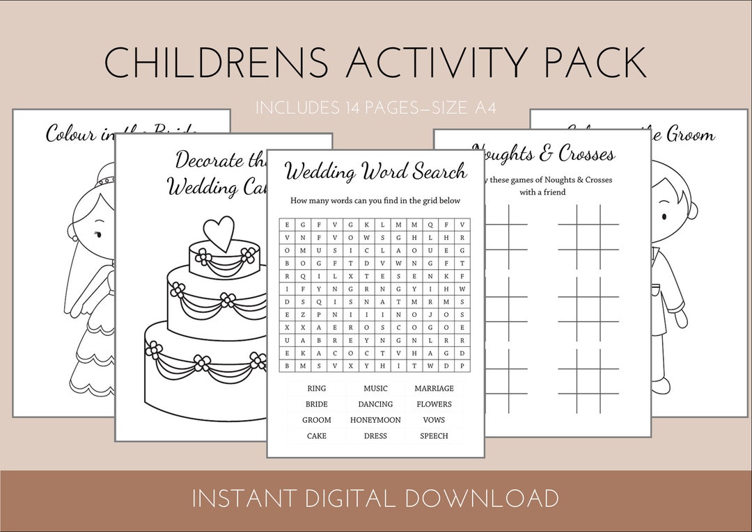 Children's Wedding Activity Sheets 14 X A4 Sheets INSTANT DIGITAL ...
