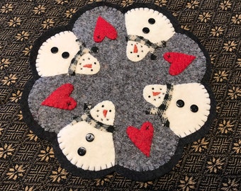 Wool Snowman Candle Mat - Etsy