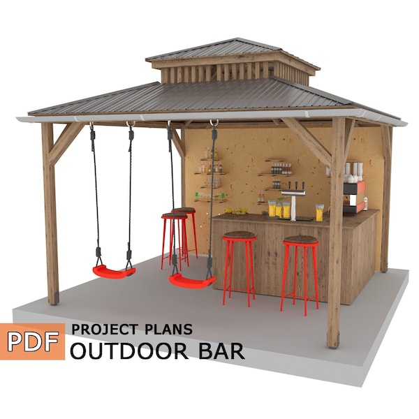 12x14 Backyard Bar Plans Yardbar Plans Outdoor Bar Plan Diy - Etsy Canada