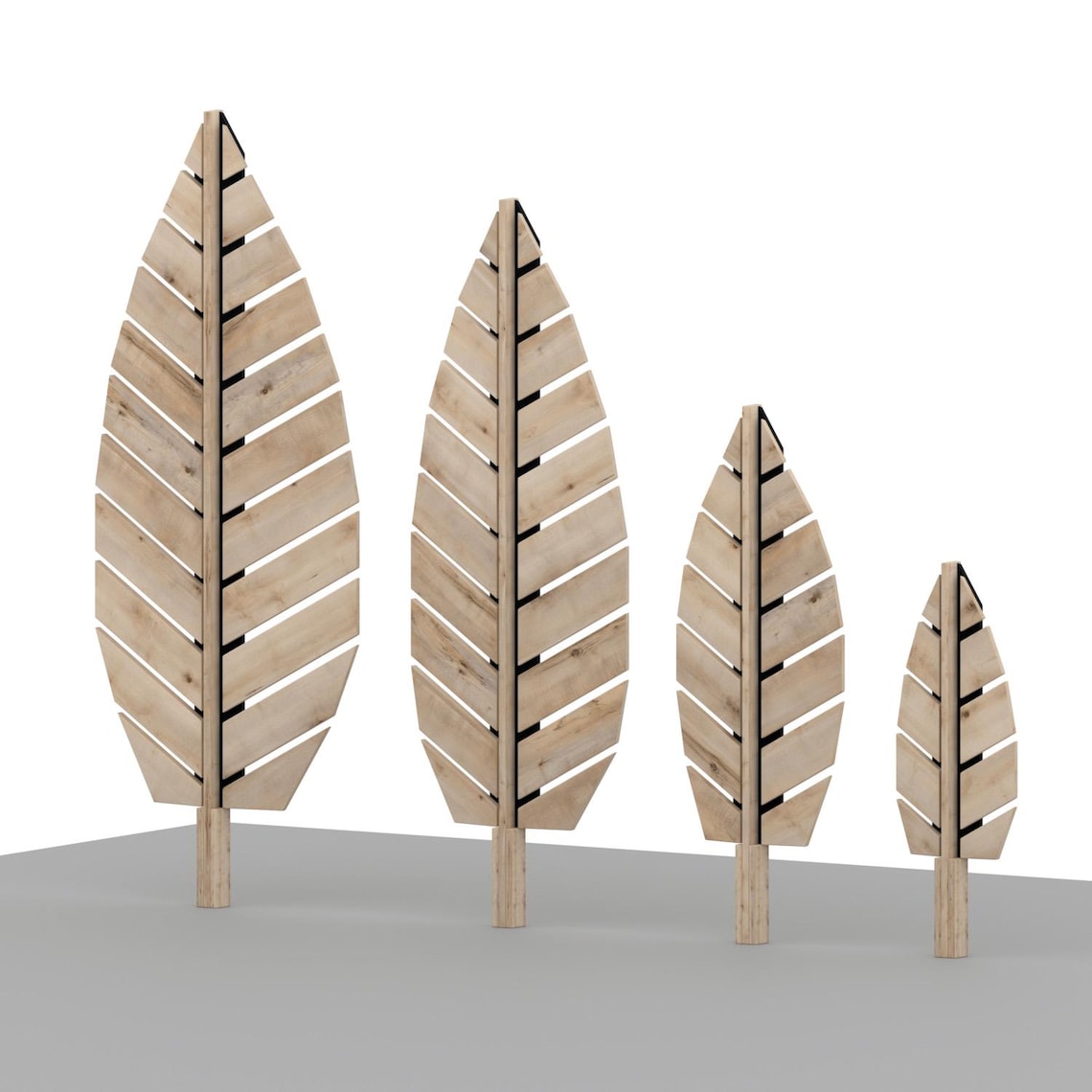 Giant Wooden Leaf: Modern Garden Sculpture & Landscape Decor - Digital ...