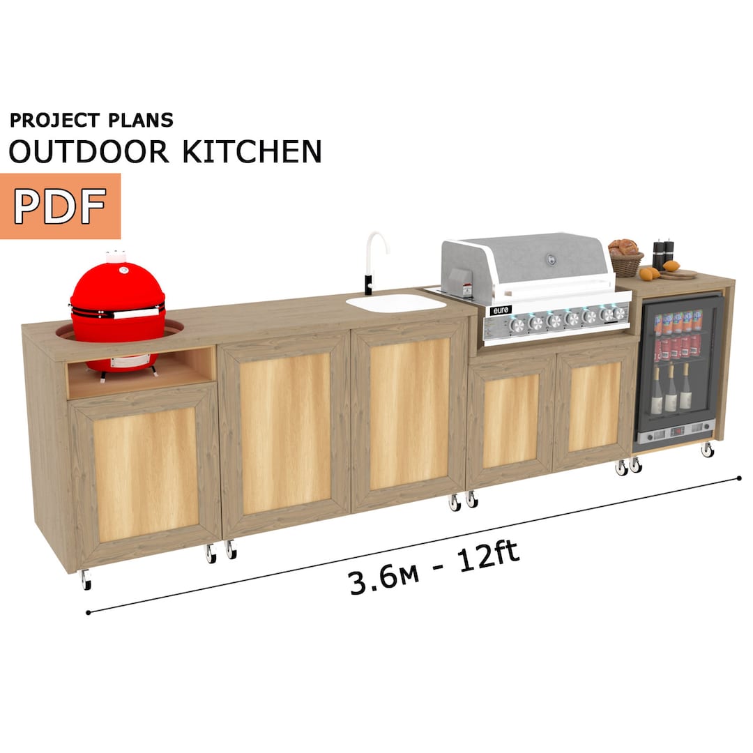 DIY Outdoor Grill Kitchen Plan - 12ft Grill Master Center (digital ...