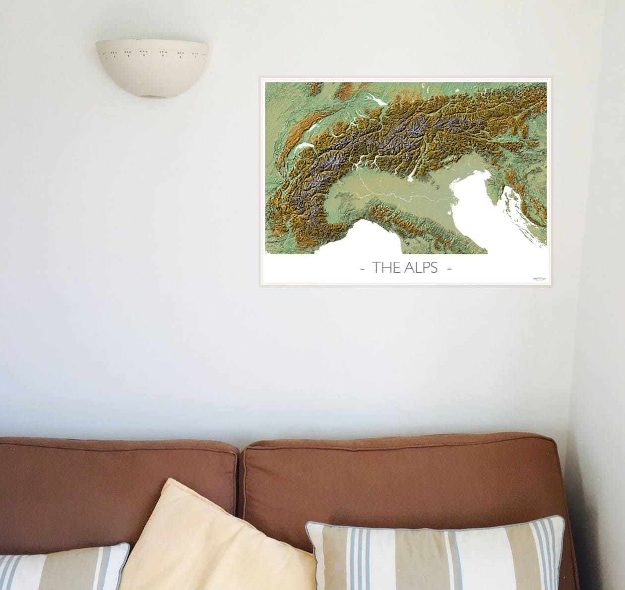 Map of the Alps Topography & Terrain Map Poster Austria | Etsy