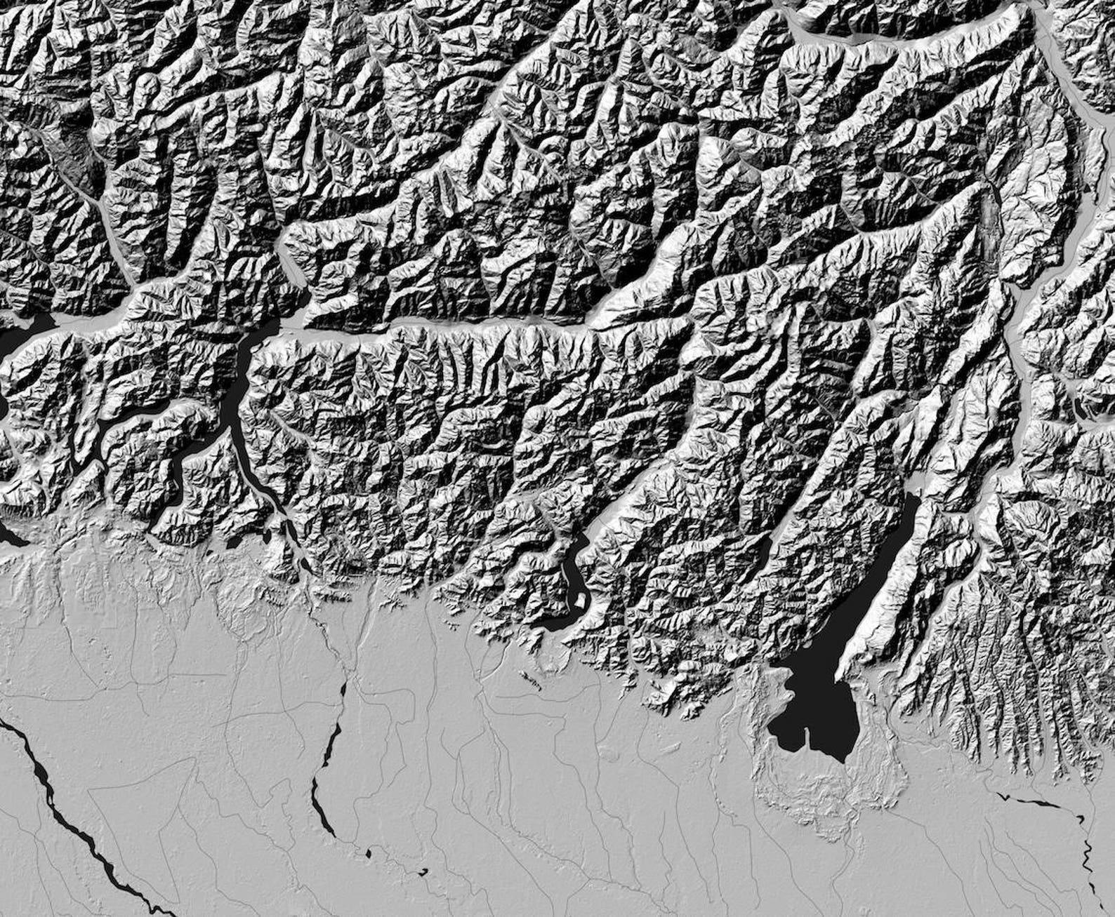 Map of the Alps Topography & Terrain Map Poster Austria | Etsy