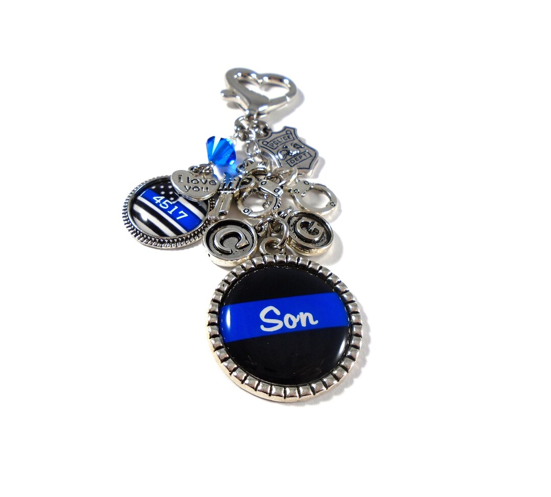 Police Keychains Personalized St. Michael Thin Blue Line - Etsy