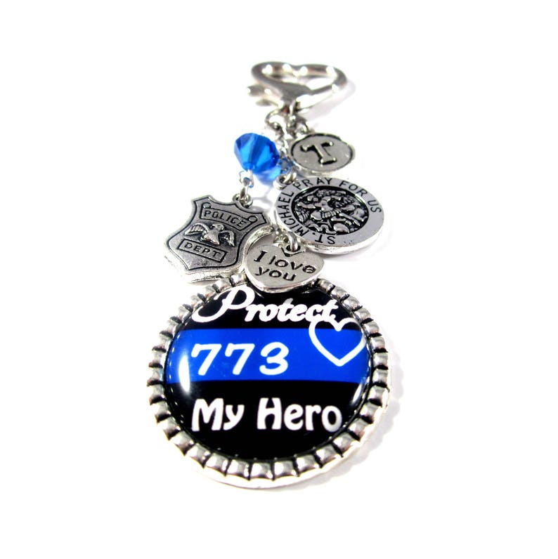 Police Keychain Personalized St. Michael Thin Blue Line - Etsy