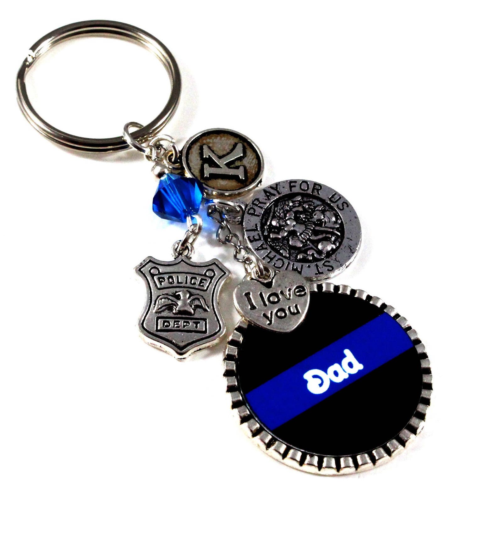 Police Keychain Personalized St. Michael Thin Blue Line - Etsy Canada