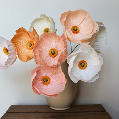 Poppy Flowers Handmade Paper Flowers in Bright Colors - Etsy