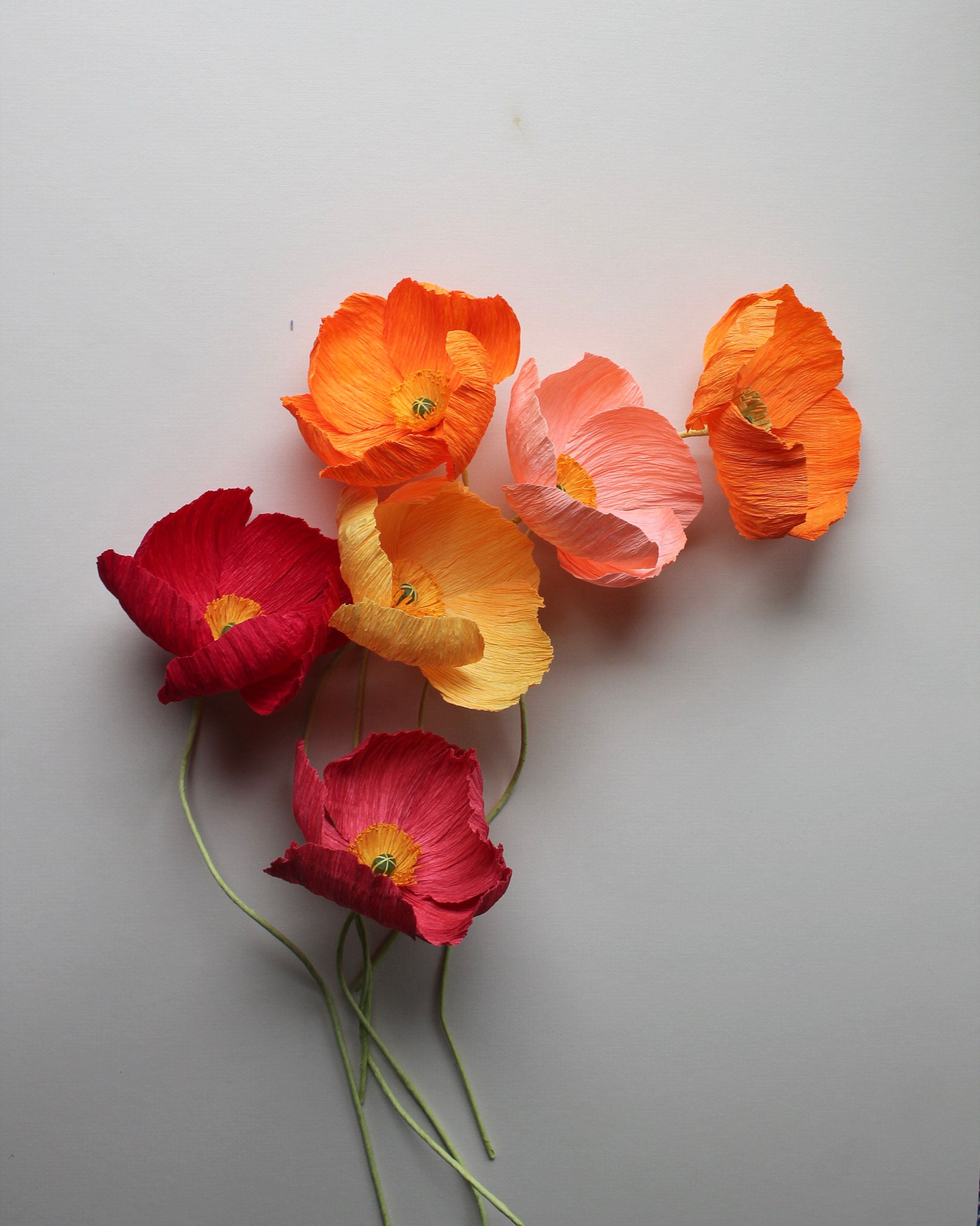 Poppy flowers handmade paper flowers in bright colors | Etsy