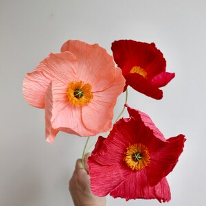 Poppy flowers handmade paper flowers in bright colors | Etsy