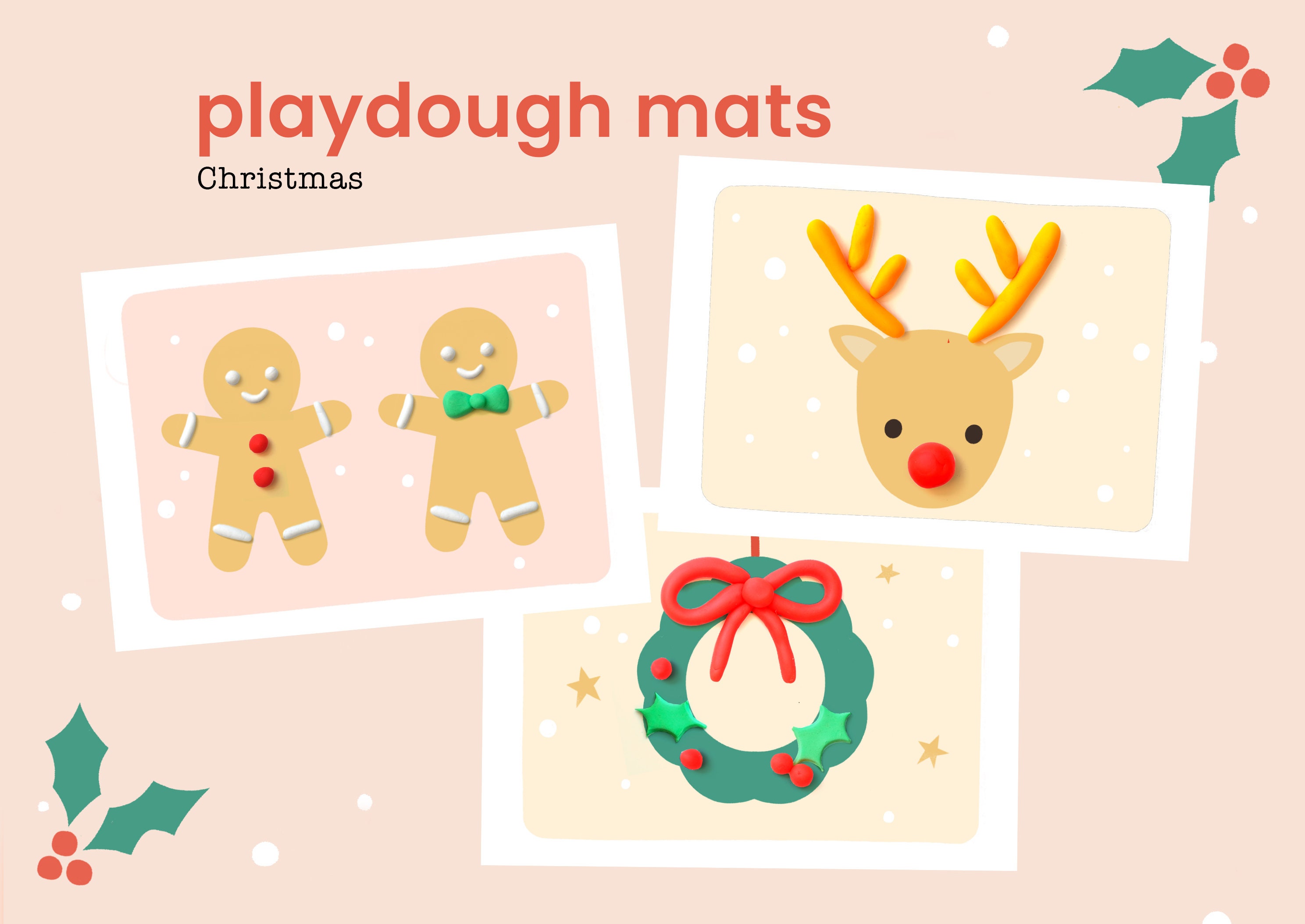 Christmas Play Dough Mats Visual Cards | Printable Play Doh Toddler ...