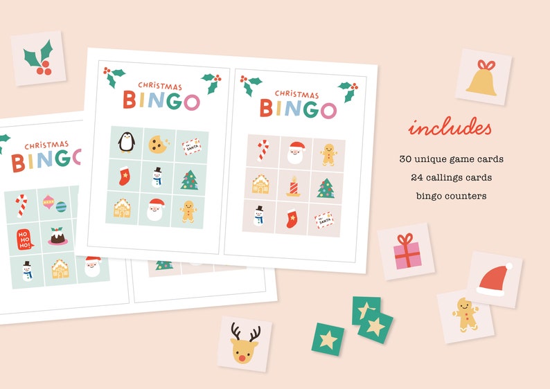 Christmas Bingo Game Christmas Bingo Family and Kids Game Fun Christmas ...