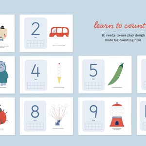 Number Counting Play Dough Mats Learning Numbers and Counting 1 to 10 ...