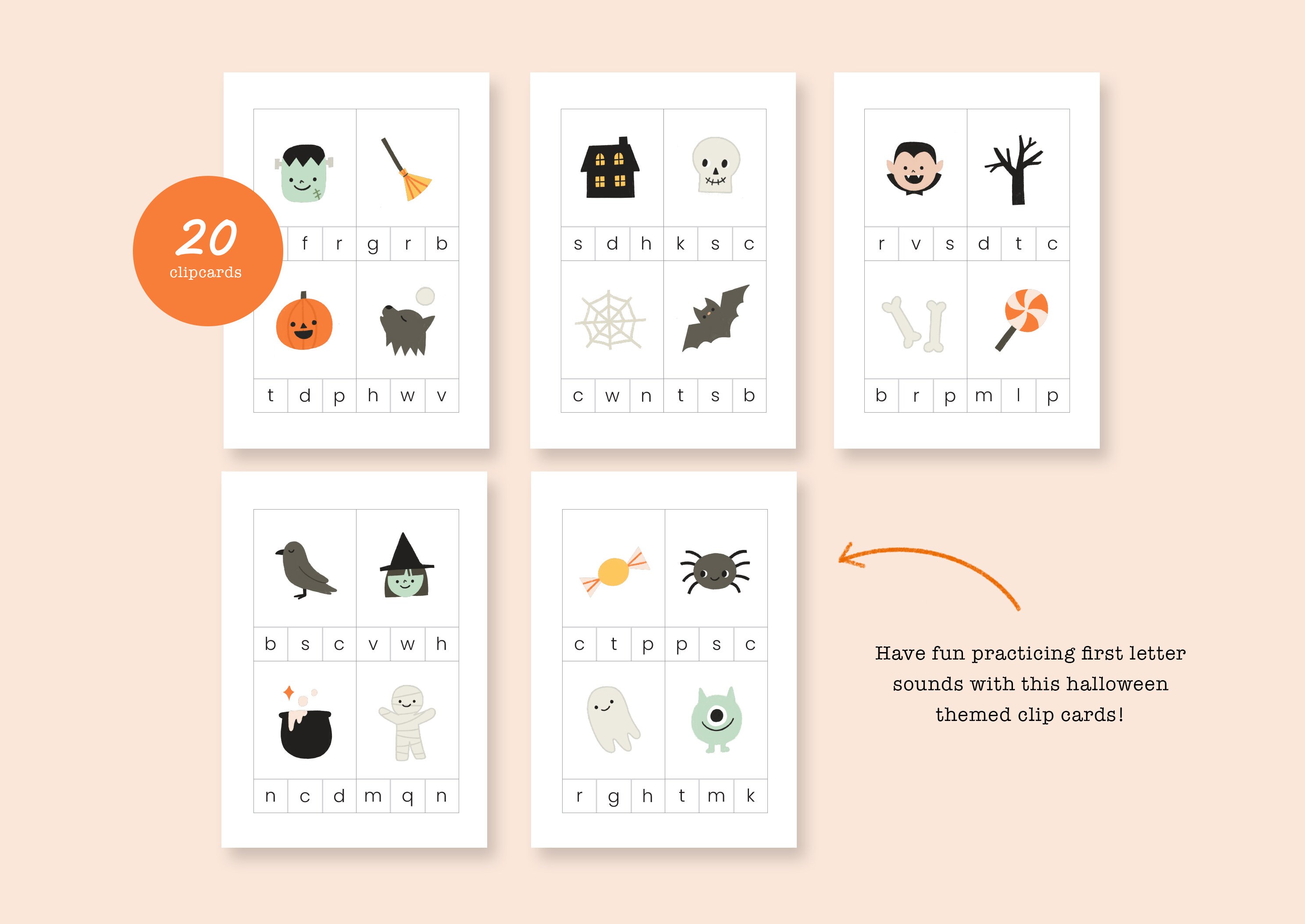 Beginning Sounds Alphabet Clip Cards | First Letter Sounds | Learning ...
