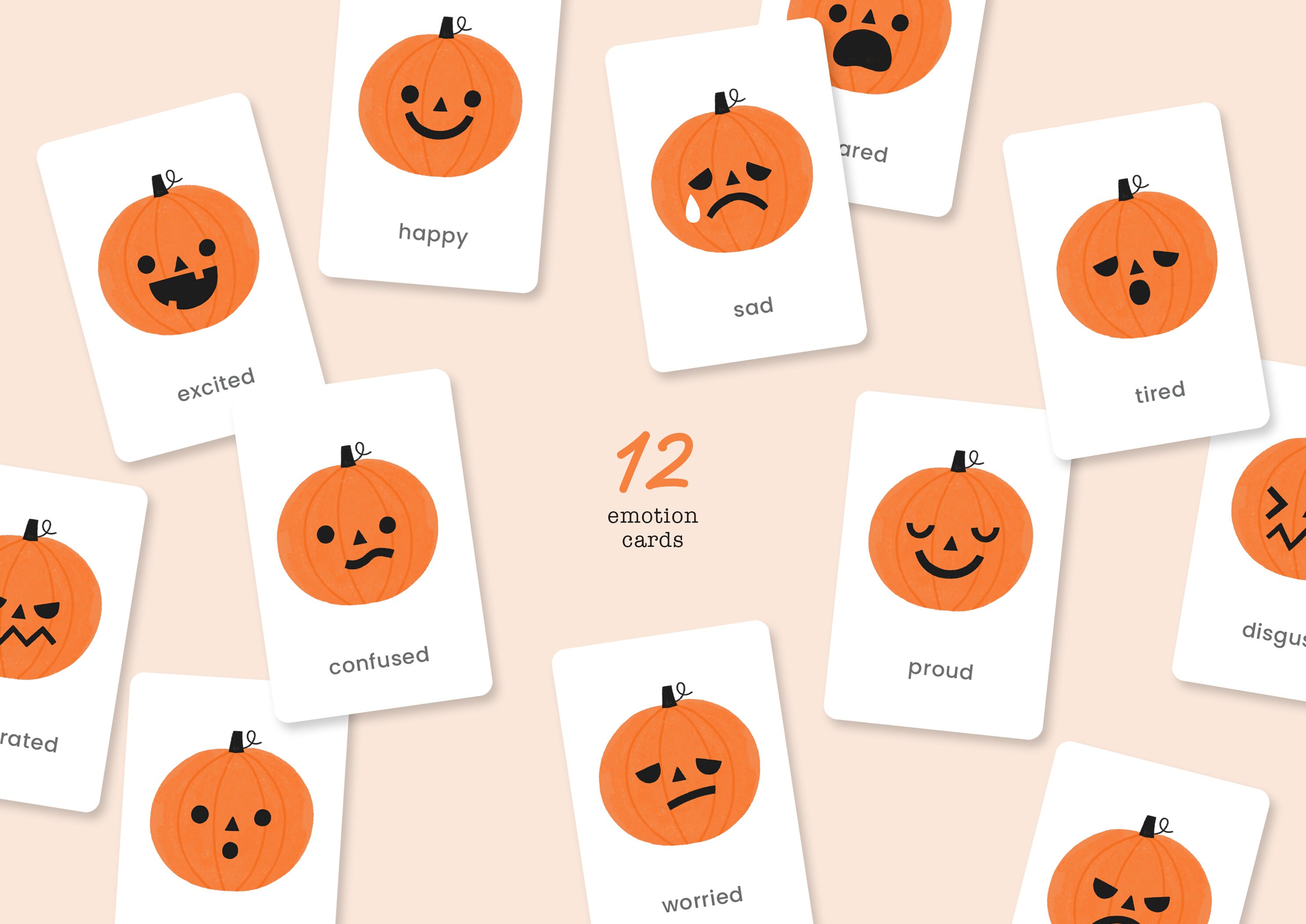 Pumpkin Emotions and Feelings Matching Activity for Kids | Feelings ...