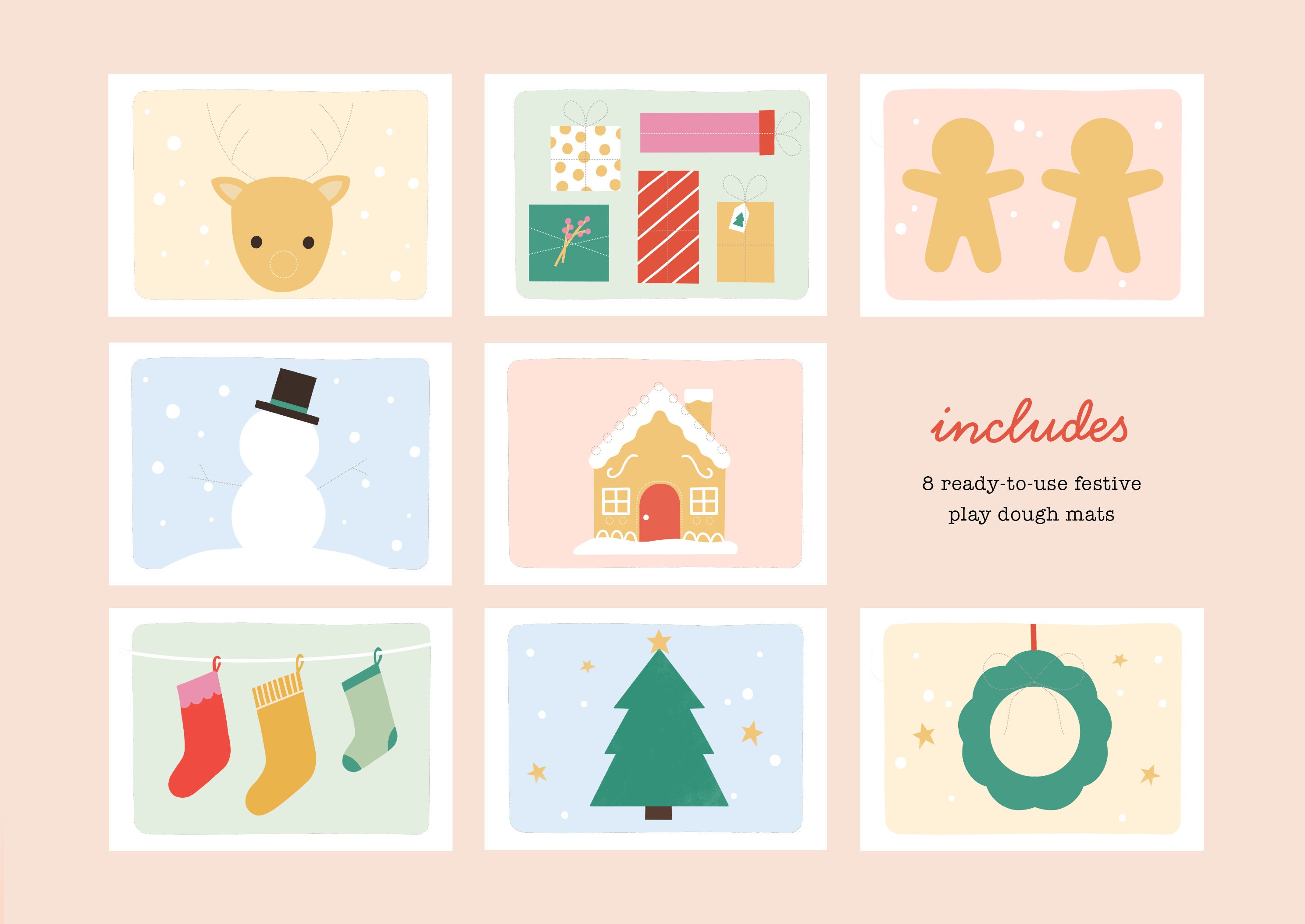 Christmas Play Dough Mats Visual Cards | Printable Play Doh Toddler ...