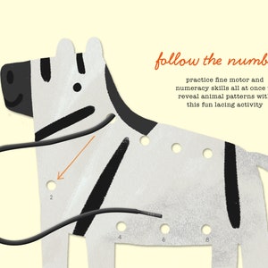 Number Lacing Cards for Kids | Animal Stripes Pattern Lacing Cards Game ...