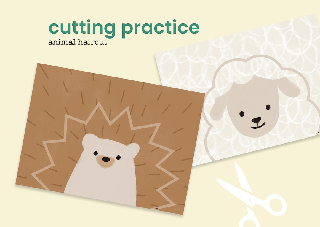 Animal Haircut | Scissor Skills Cutting Practice Activity for Toddlers ...
