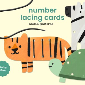 Number Lacing Cards for Kids | Animal Stripes Pattern Lacing Cards Game ...