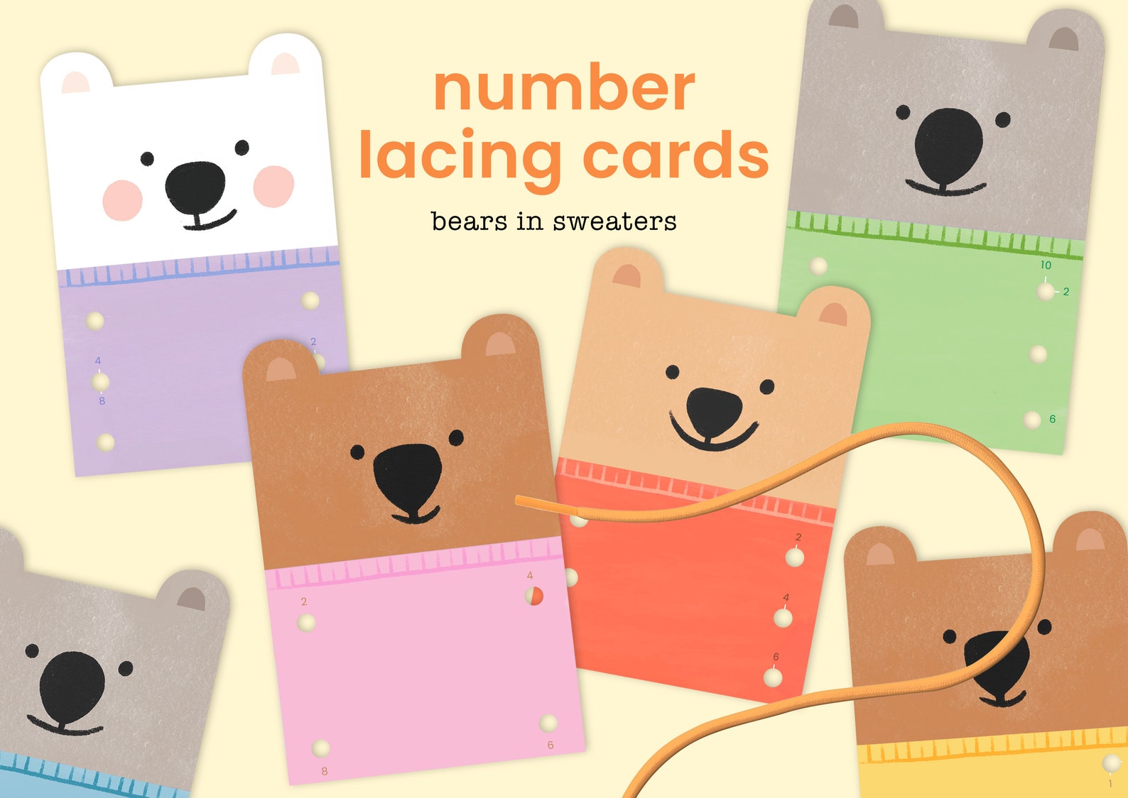 Number Lacing Cards Animal Lacing Cards Game and Activity for Kids Fine ...