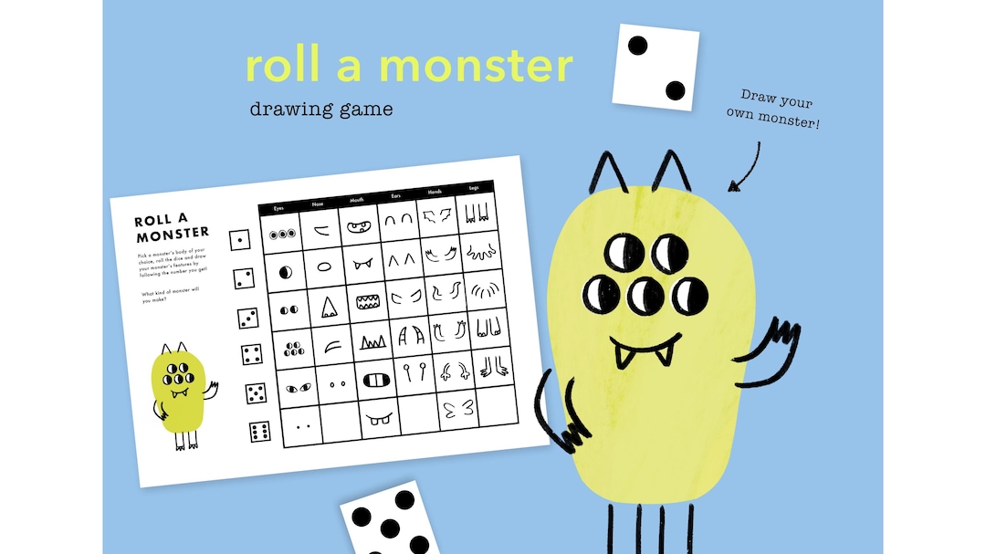 Roll & Draw a Monster Game | Roll a Monster | Roll and Draw Activity ...
