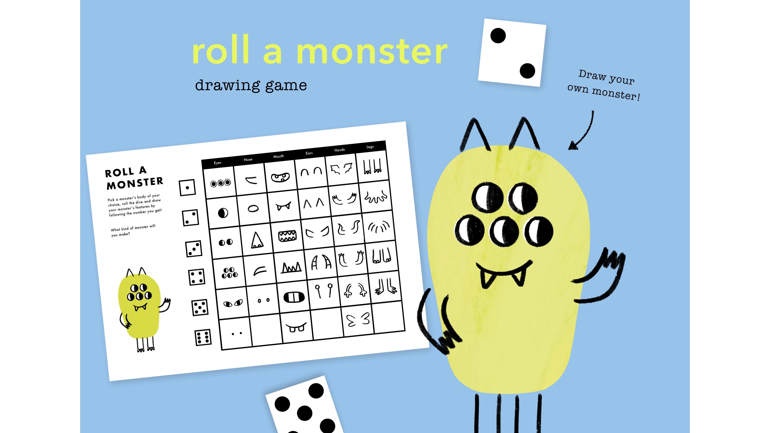 Roll & Draw a Monster Game | Roll a Monster | Roll and Draw Activity ...