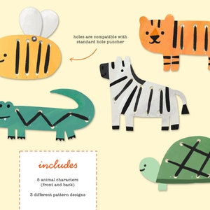 Number Lacing Cards for Kids | Animal Stripes Pattern Lacing Cards Game ...