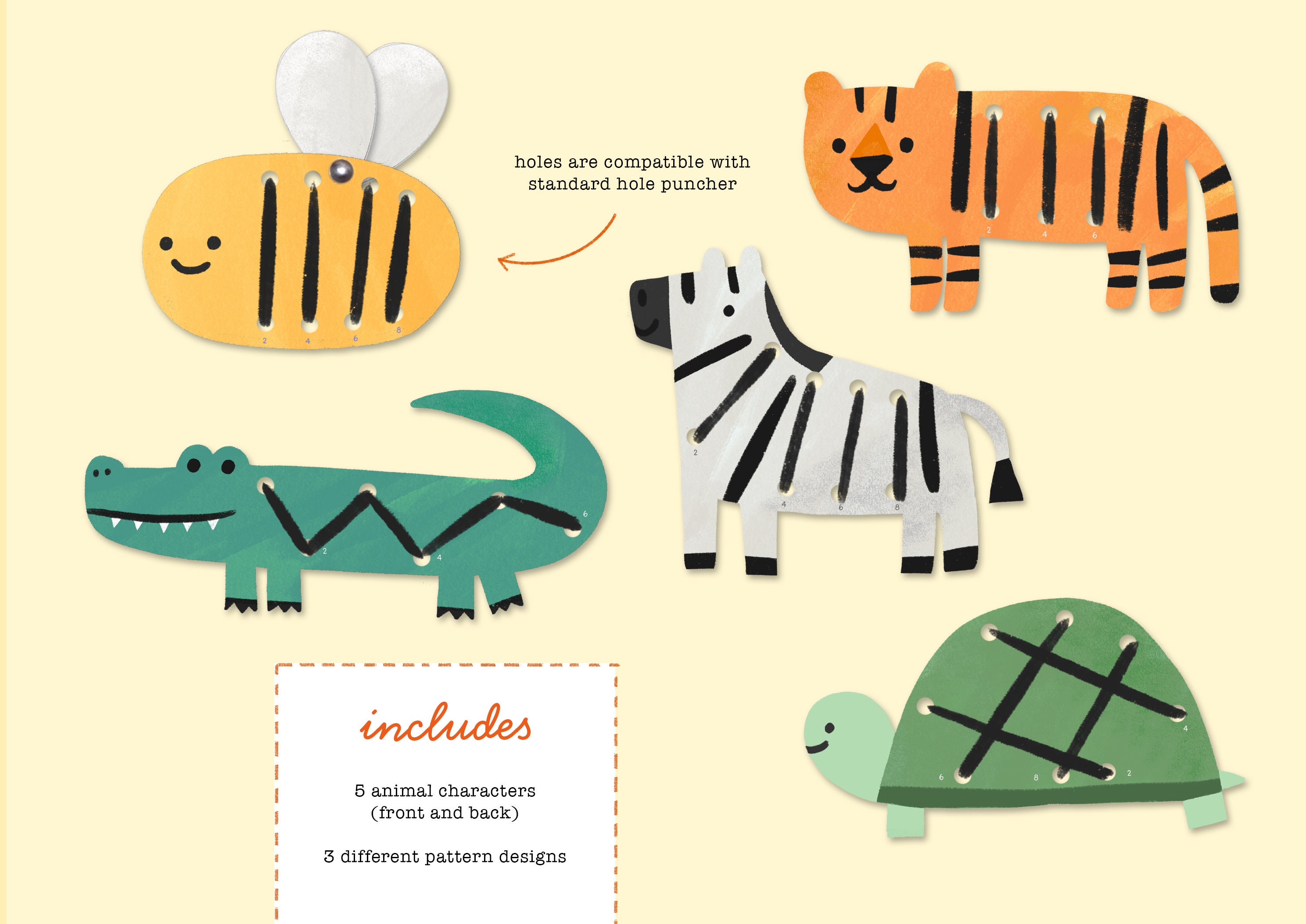 Number Lacing Cards for Kids | Animal Stripes Pattern Lacing Cards Game ...