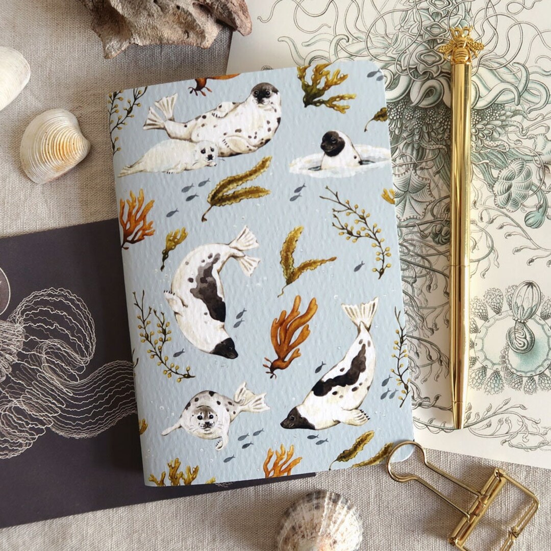Notebook A6 Harp Seals, Handmade Notebook, Recylced Paper, Animal ...