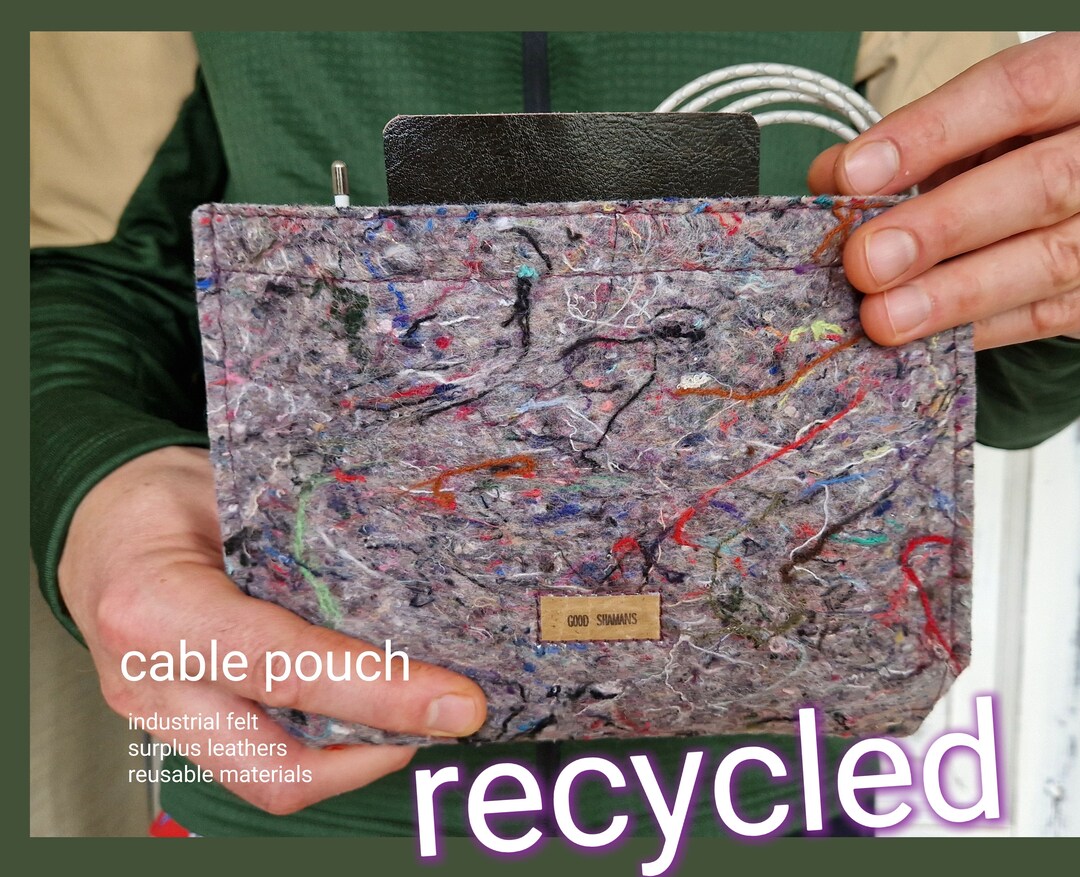 Cable Pouch, Recycled Industrial Felt Organizer Made From Recycled ...