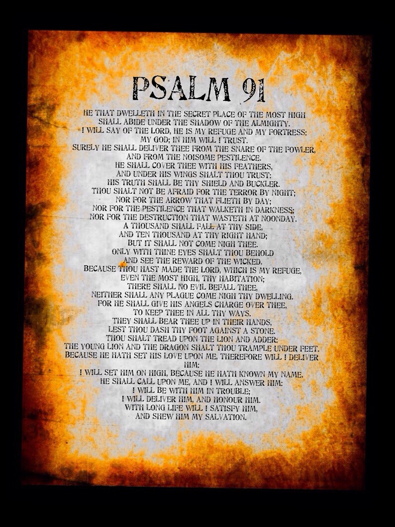 Psalm 91 Poster. Printable Unique Psalm 91 Prayer Card Wall Decor. A3 ...