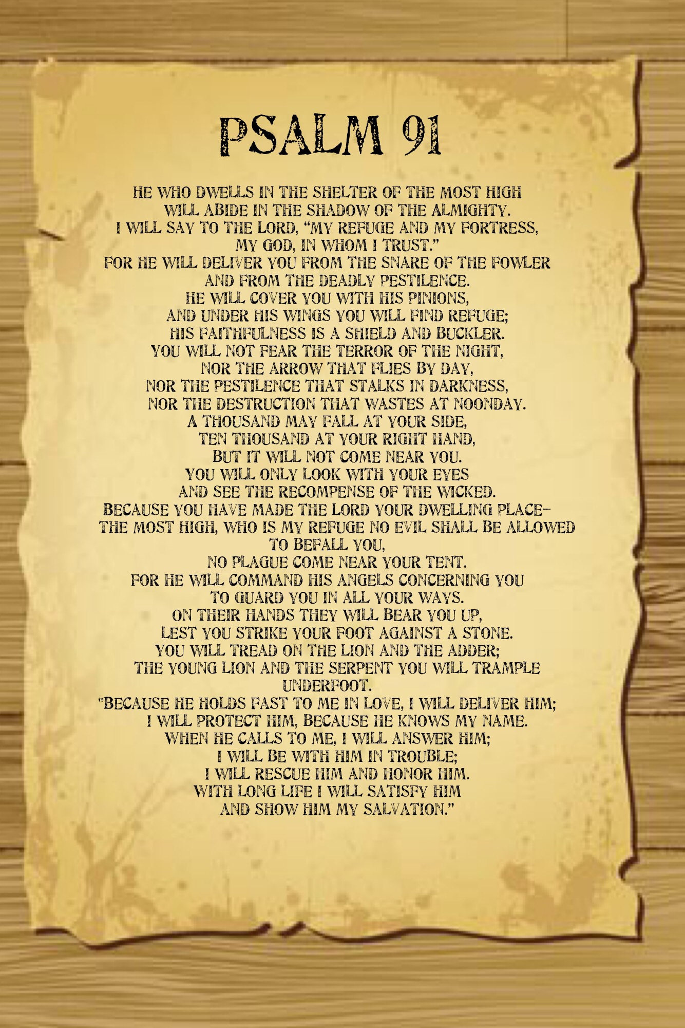 Psalm 91 Poster. A4 Bible Wall Decal. Bible Wall Art PDF Home ...