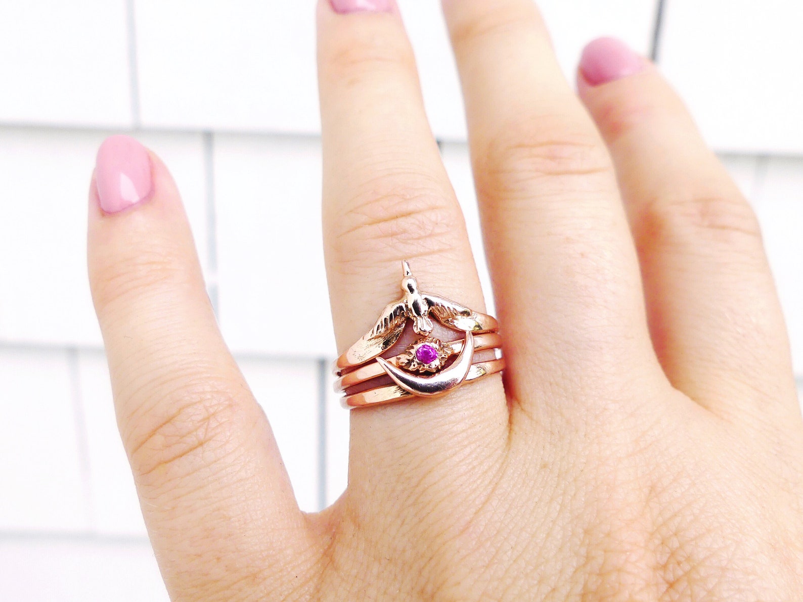 Hummingbird Ring 14k Gold Stacking Engagement Ring - Etsy
