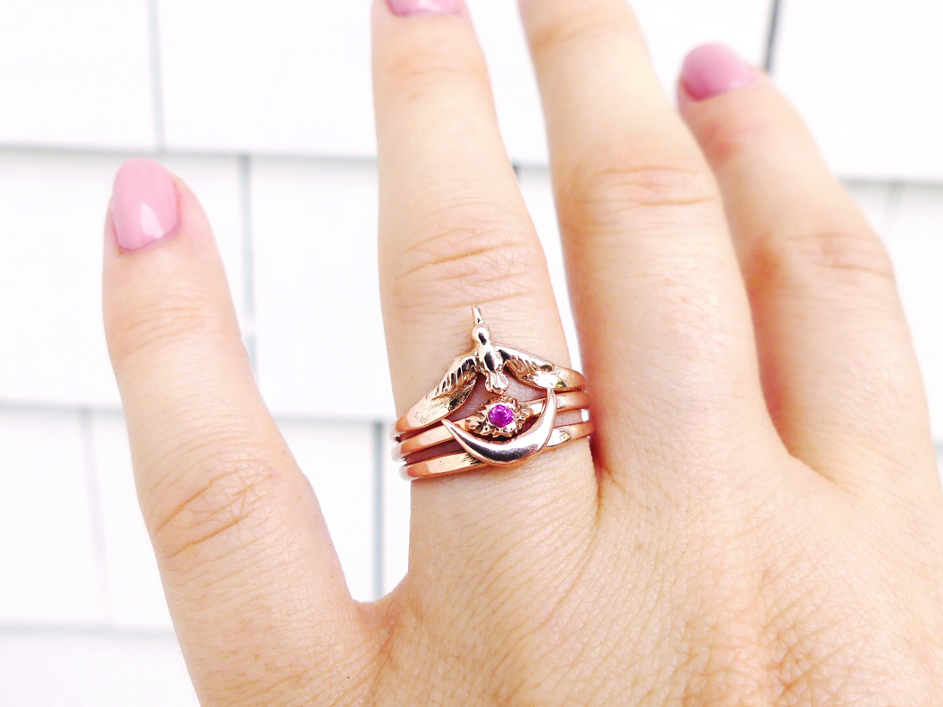 Hummingbird Ring 14k Gold Stacking Engagement Ring - Etsy
