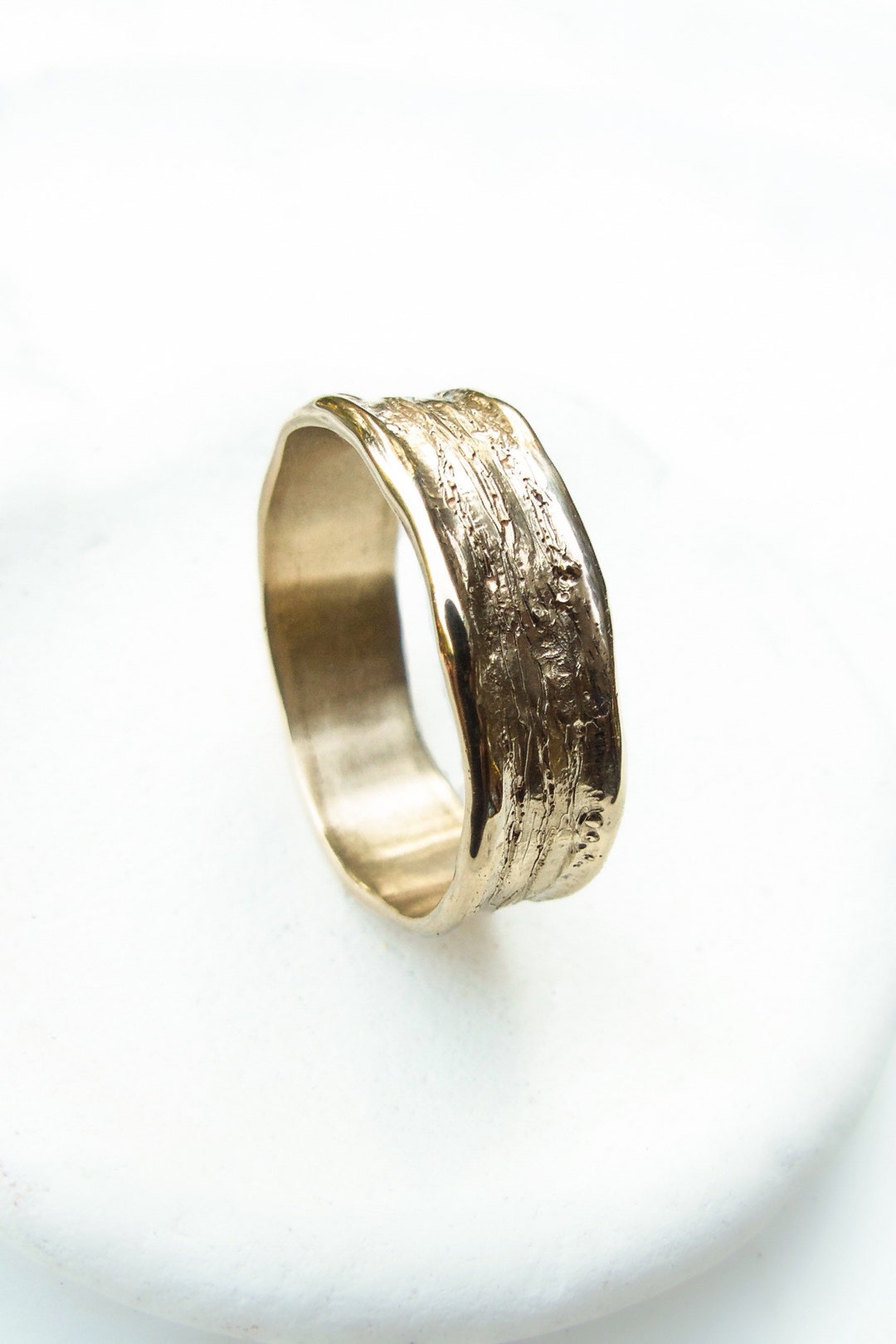 Seaweed Wedding Ring – Rustic Nature Inspired Gold Band in 14k Gold ...