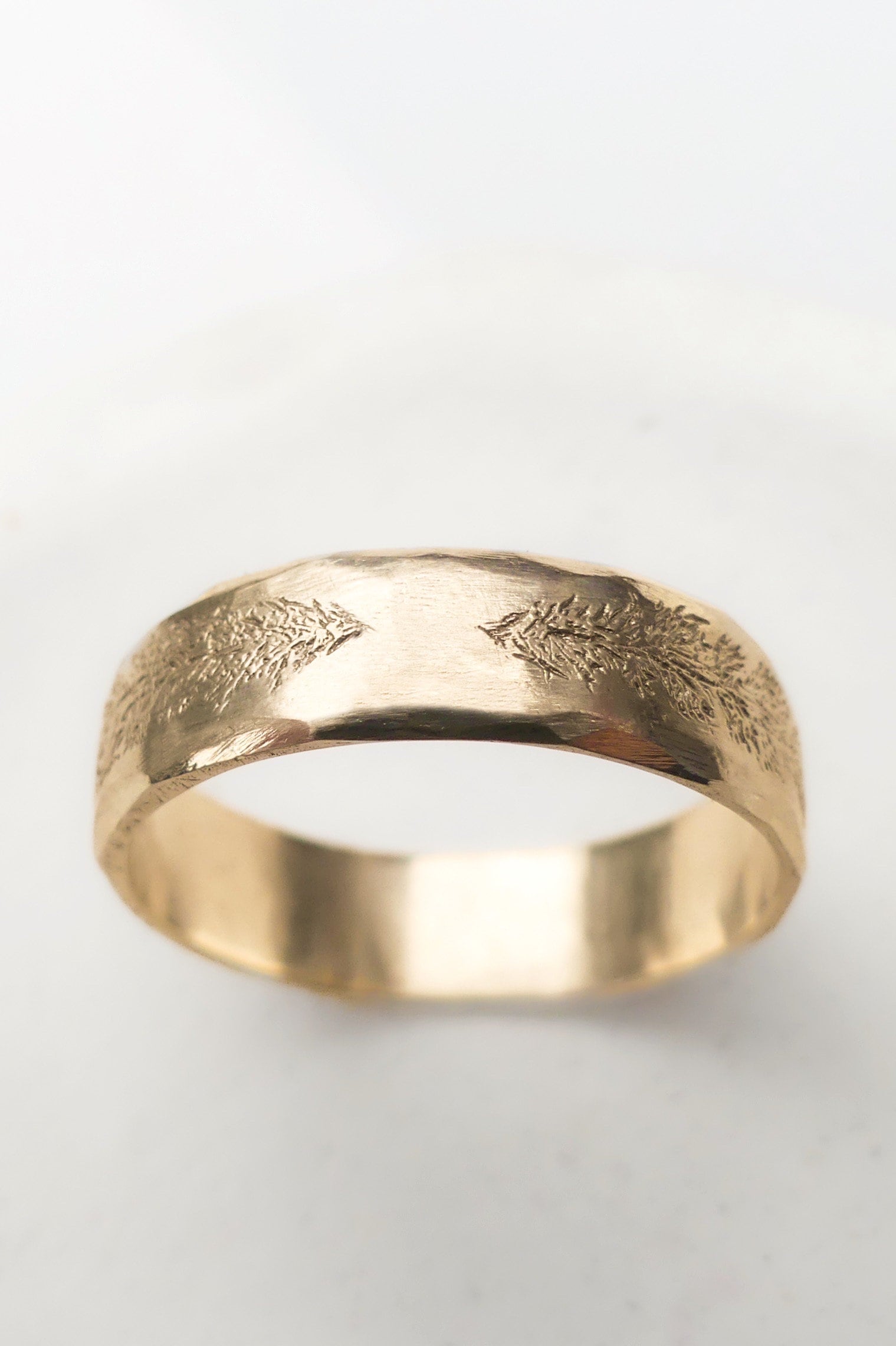 Men’s Tree Wedding Ring Inspired by Nature in 14k Gold - Etsy