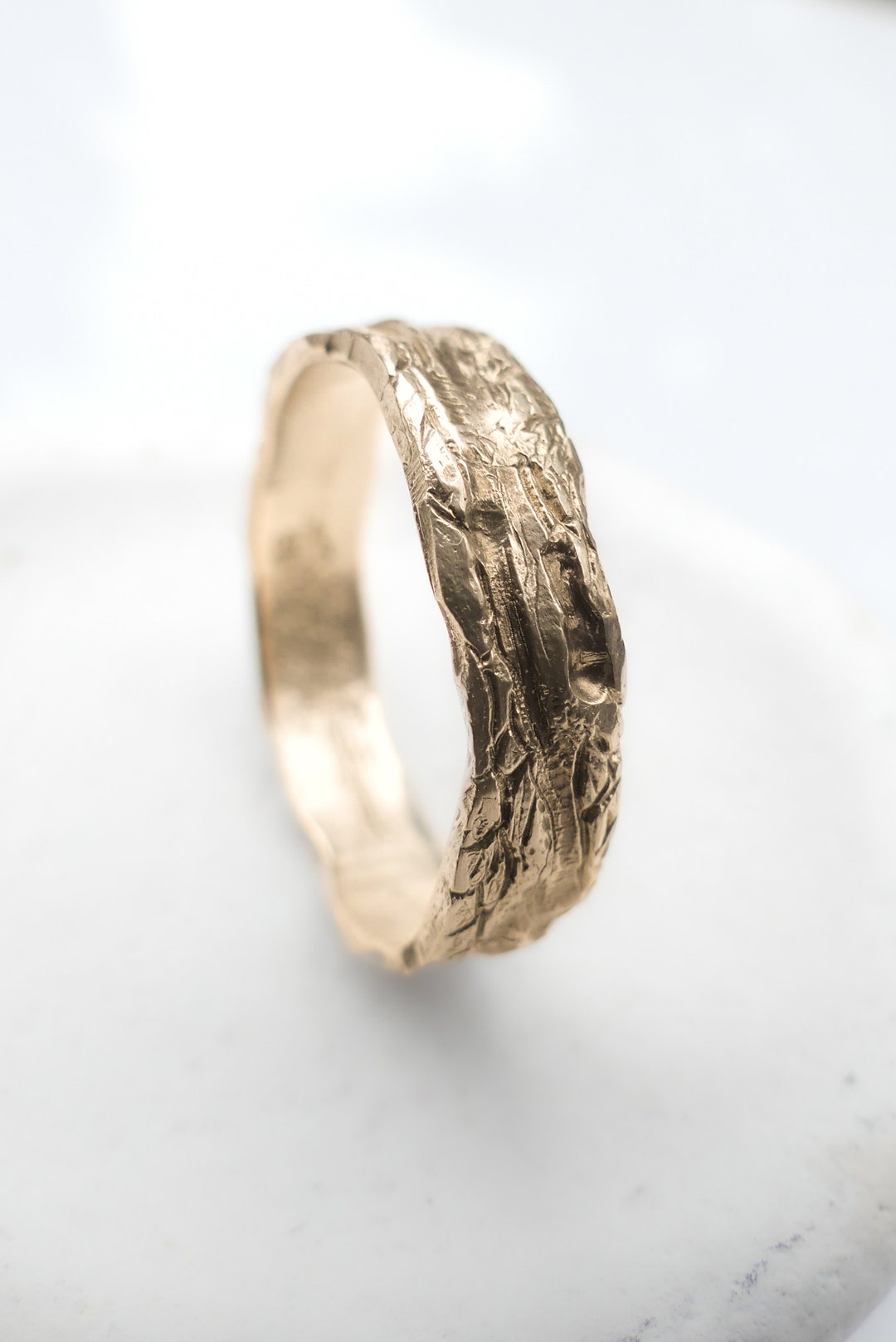 Nature Wedding Ring in 14k Gold. Rustic Tree Wedding Band - Etsy