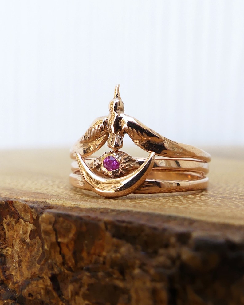 Hummingbird Ring 14k Gold Stacking Engagement Ring - Etsy