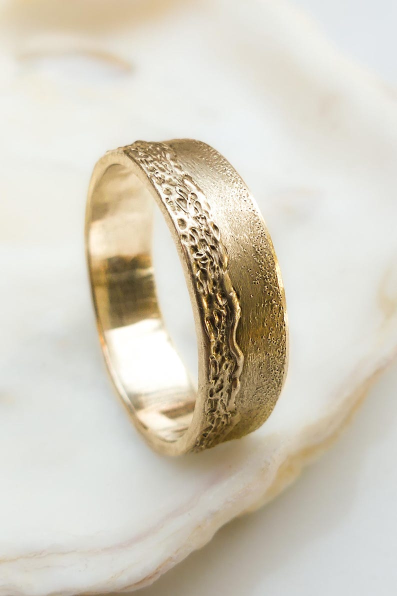 Ocean Wedding Ring - Waves Gold Band - Beach Tide - Etsy