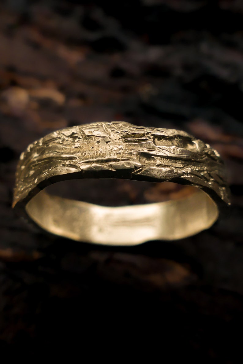 Tree Branch Ring With Bark Texture 14k Gold - Etsy