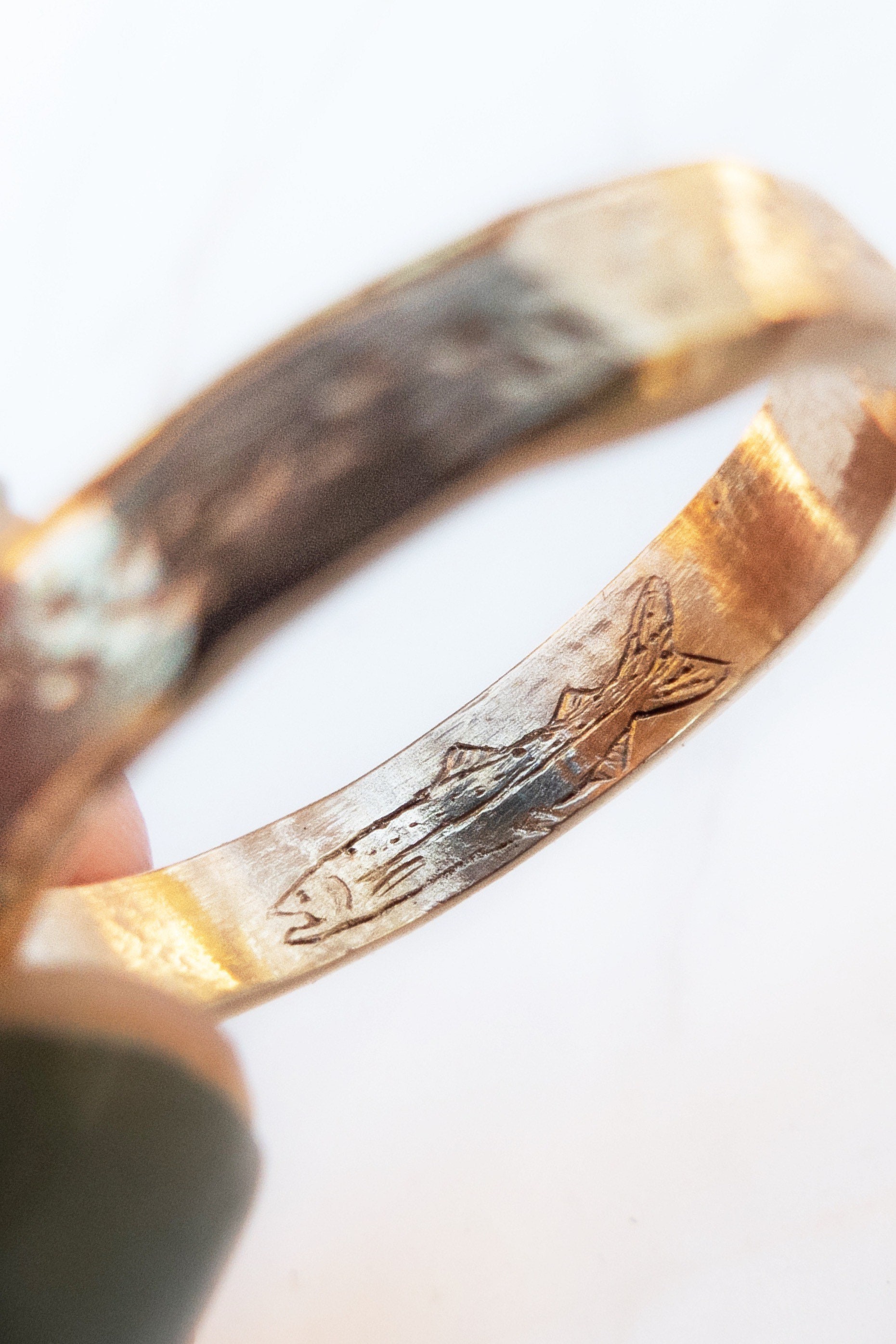 Fish Ring Gold Mens Rustic Wedding Band - Etsy