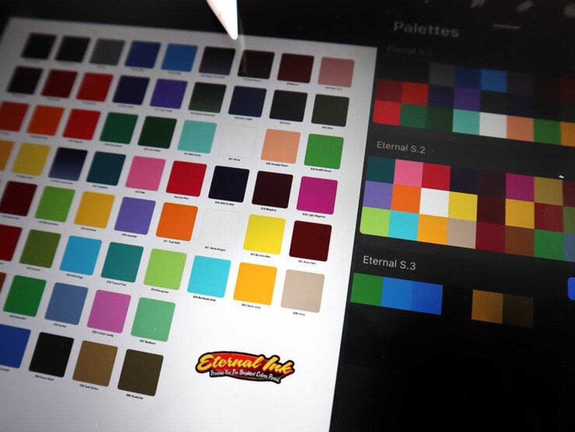Procreate Tattoo Brushes: Eternal Inks Color Palettes & Chart (digital ...
